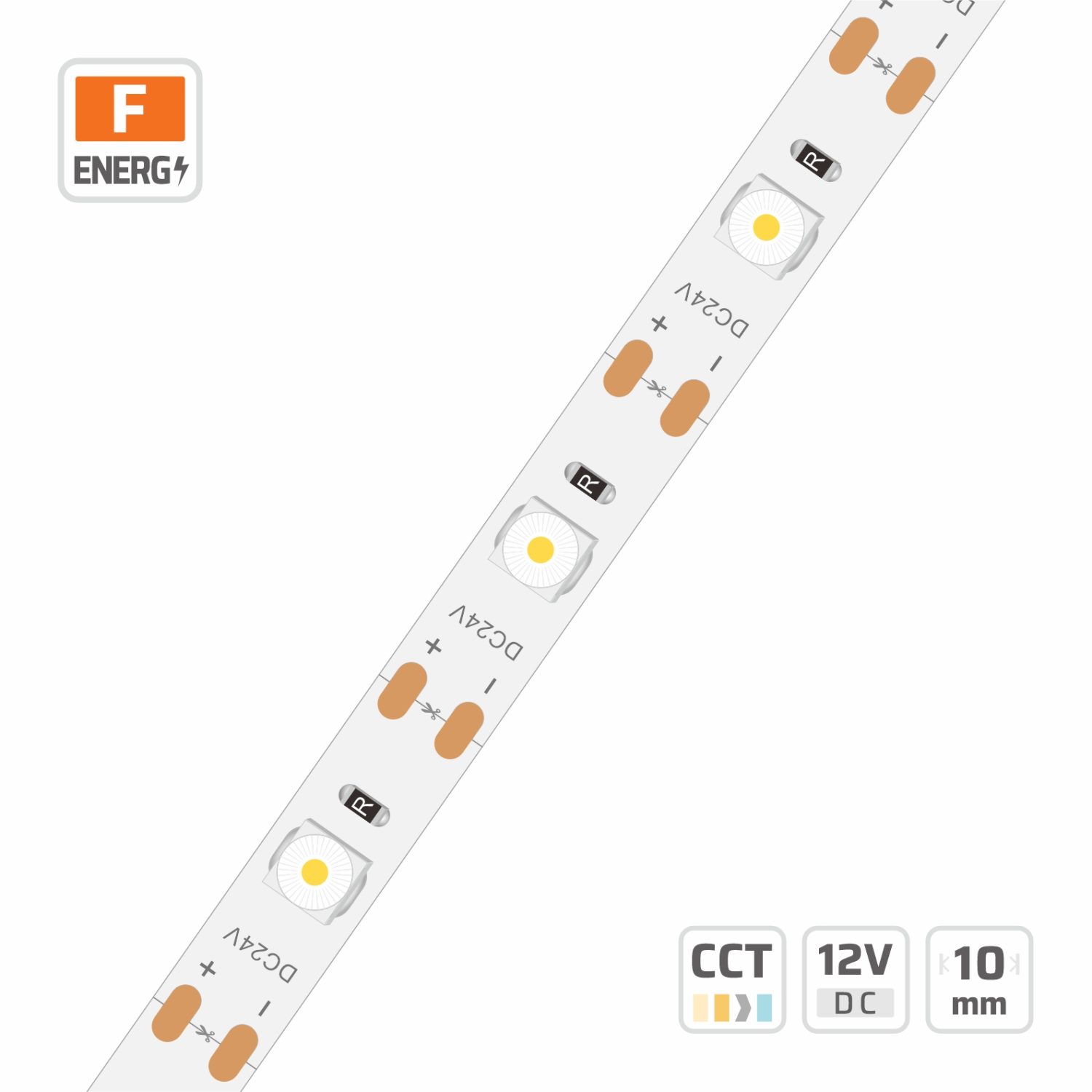 10mm | 12V | 32LEDs | 19.2W | 31.25cut | #8562 Lenses LED Strip Light ...
